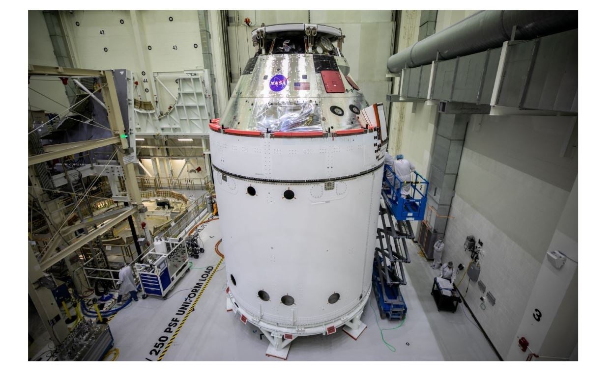 Nasa installs three fairing panels into Orion’s European Service Module